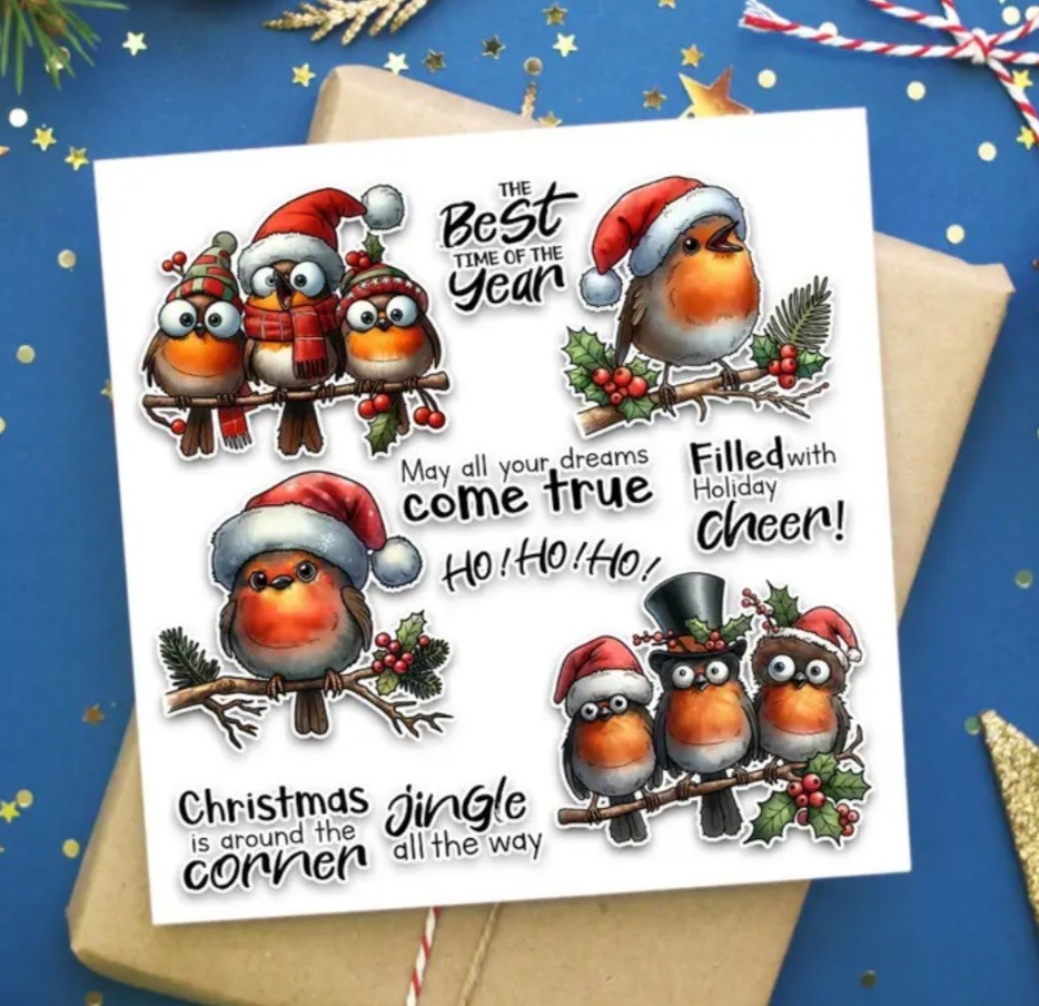 Clear Stamps Christmas Robins Transparent Robin Stamp Sentiments Card ...