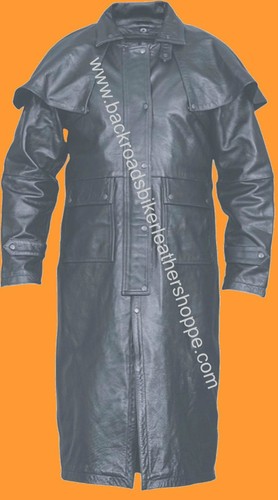 MENS BUFFALO LEATHER BIKER DUSTER TRENCH COAT JACKET | eBay