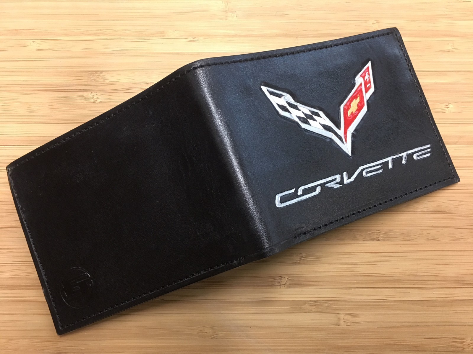 Custom Corvette Wallet C6 C7 C8 / Handmade Hand-Tooled Genuine leather ...