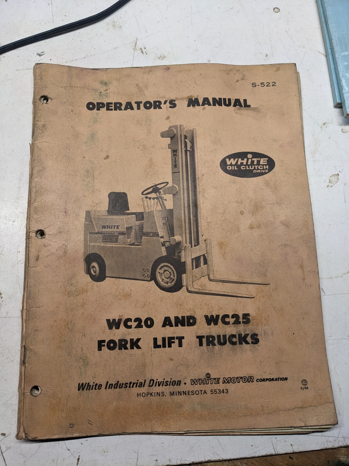 WHITE MOBILIFT OPERATORS MANUAL FORK LIFT TRUCKS 1968 S-522 WC20 WC25 ...