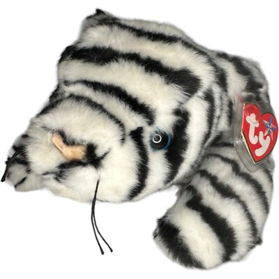 Ty Beanie Buddies Buddy White Tiger 2000 Retired Big Plush W/Tags Black ...