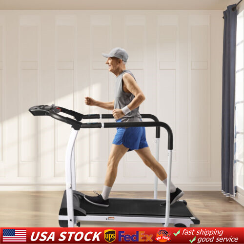 Recovery Fitness Walking Treadmill with Full Length Handrails &Heart ...