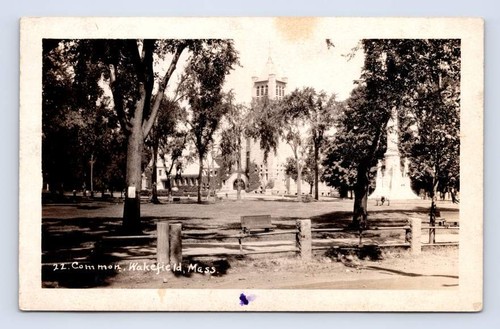 Town Common WAKEFIELD Massachusetts RPPC Antique Photo Postcard Noko ...
