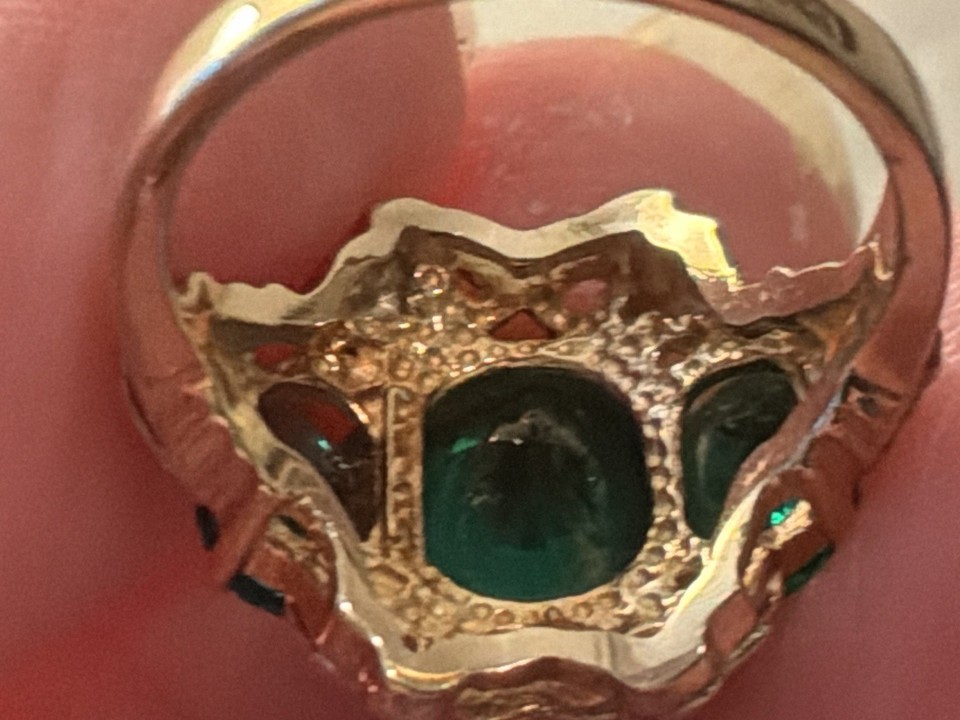 Vintage 10k Yellow & Black Hills Gold Ring W Green Helenite Stone Size ...