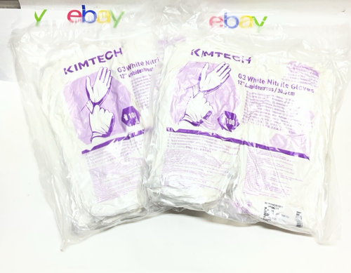 Kimtech G3 White Nitrile Cleanroom Gloves 12” L 6.3 Mil Size small (200 ...