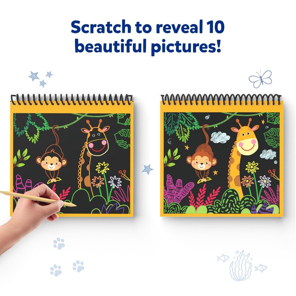 Scratch Art Book for Kids - Animals, Craft Kits & Supplies, 30+ Scratch ...
