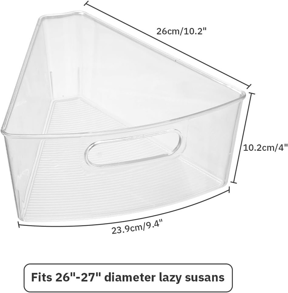4 Pack Plastic Wedge Storage Bin Lazy Susan Containers 4 Pack, Clear | eBay