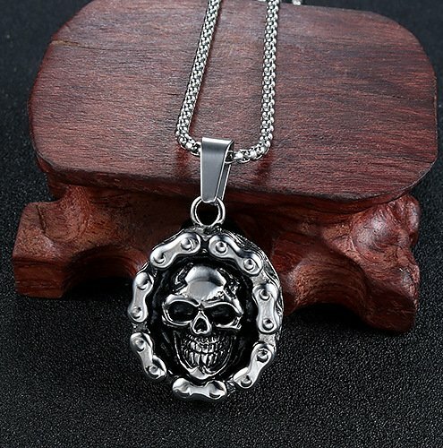 LEGENDS Necklace Stainless Steel Personality Bicycle Chain Ghost Head ...