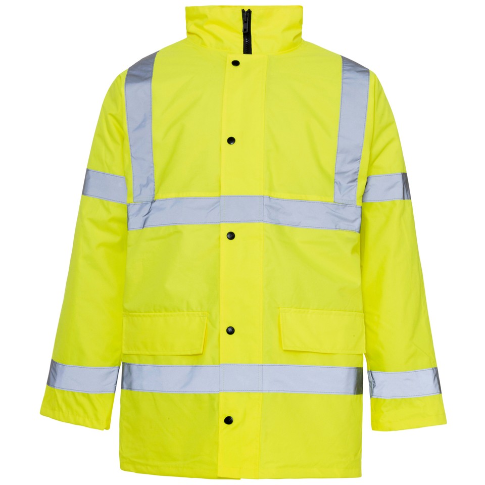 HI VIS PARKA JACKET VISIBILITY COAT SECURITY WORK SAFETY WATERPROOF ...