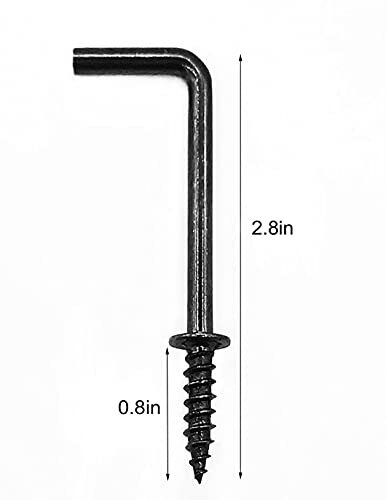 2 Inch 1 Shape Screw Hooks L Shape Hooks 7 Shape Hooks Black (20 Pack ...