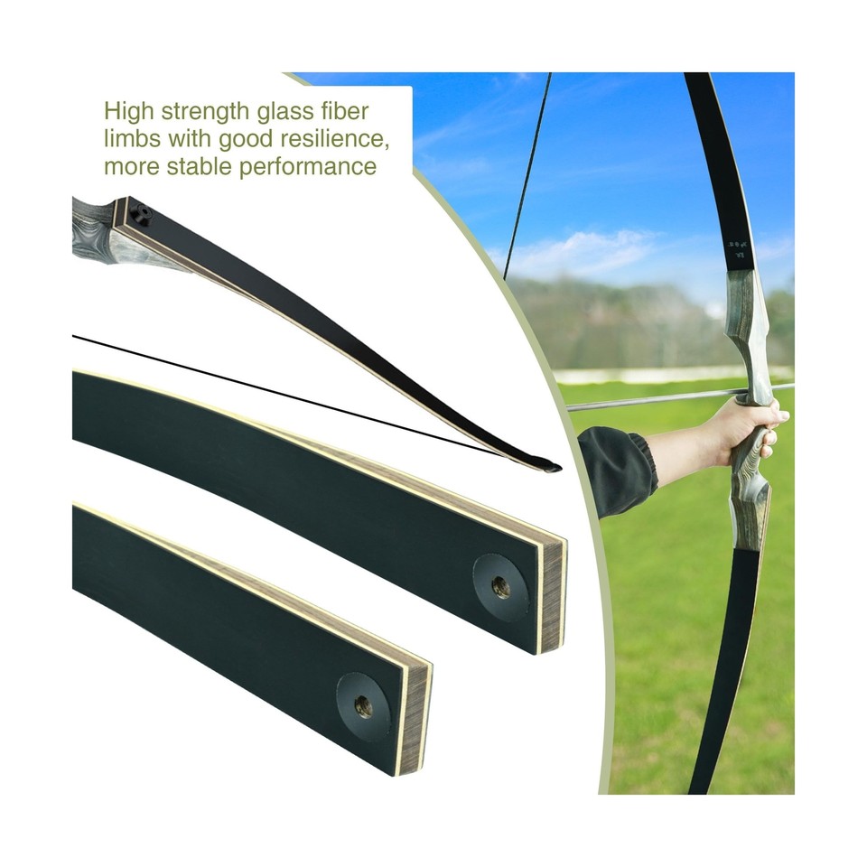 Black Hunter Takedown Longbow, GLURAK 60" Wooden Archery Bow Hunting ...