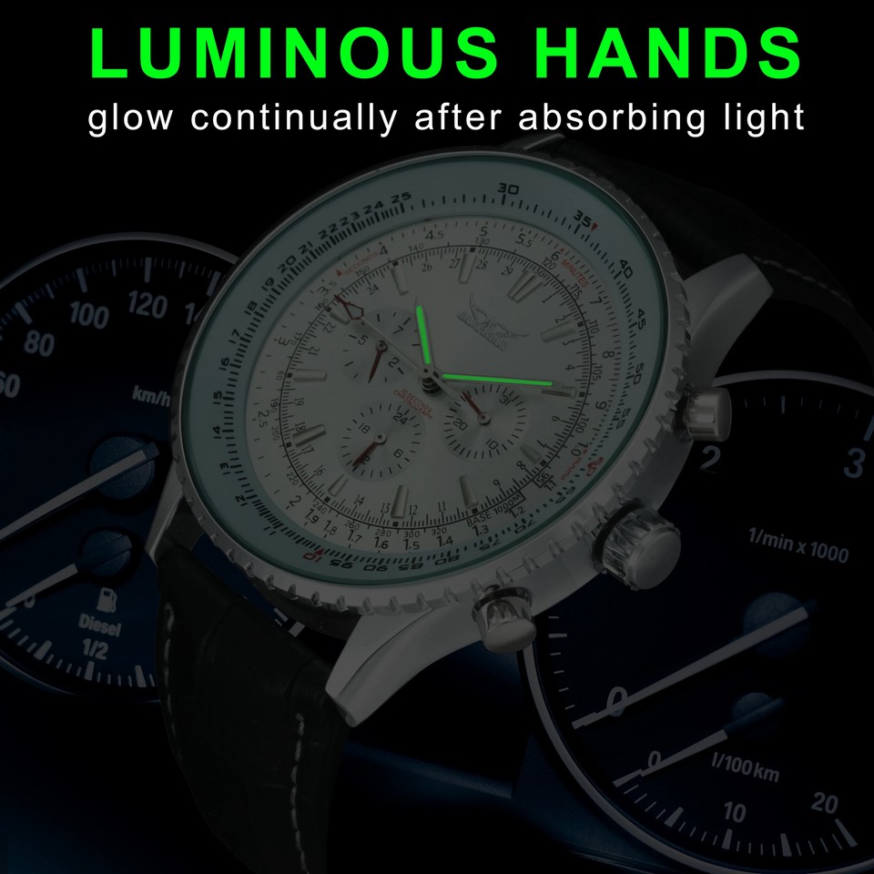JARAGAR Pilot Automatic Watch for Men Military Multifunction Sub-Dials ...