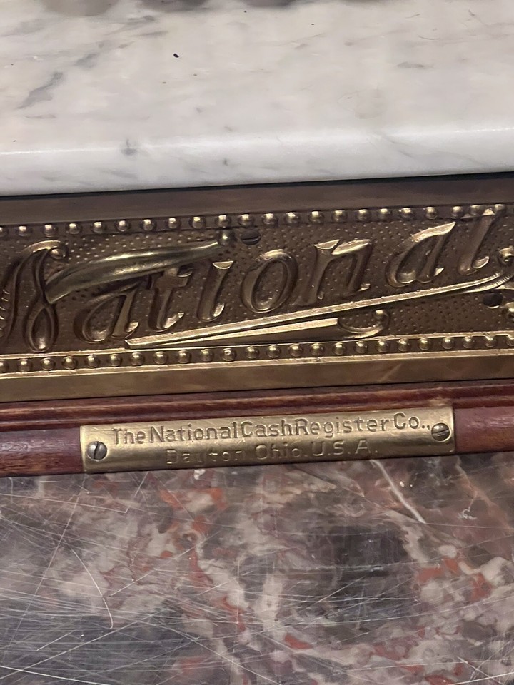 FREE NCR CLOCK /BRASS #215 NATIONAL CASH REGISTER /MARQUIS MARBLE /WOOD ...