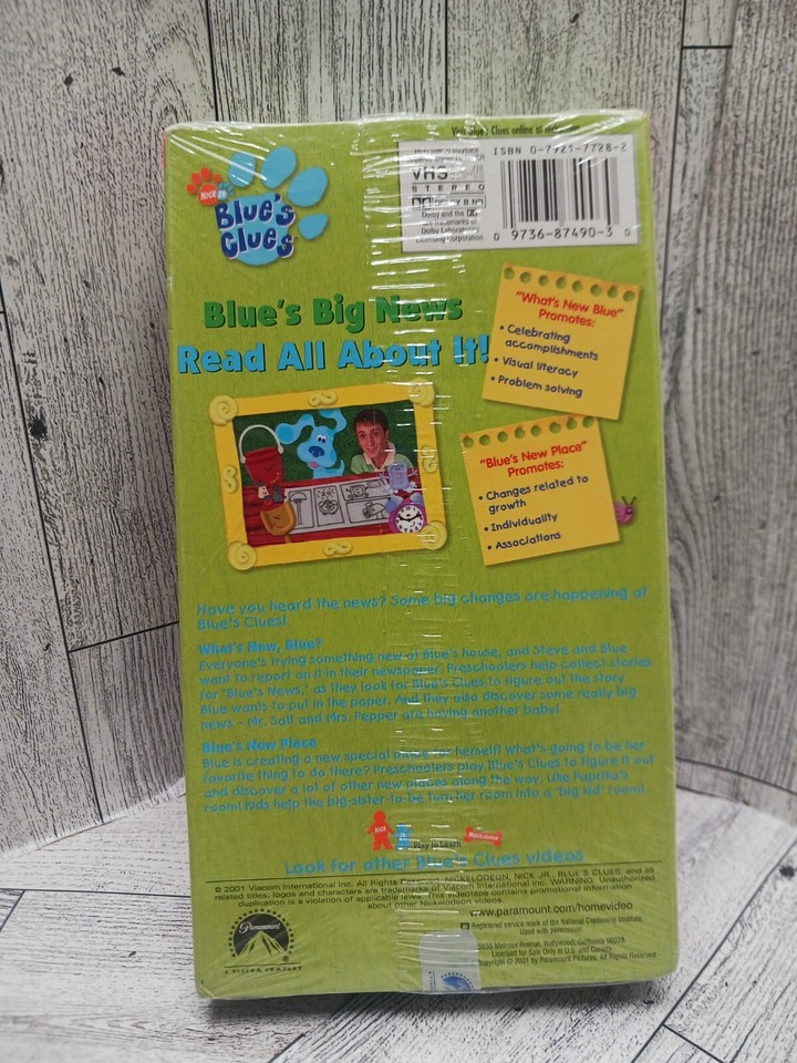 Nick Jr Blue’s Clues Big News Read All About It VHS Nickelodeon RARE ...