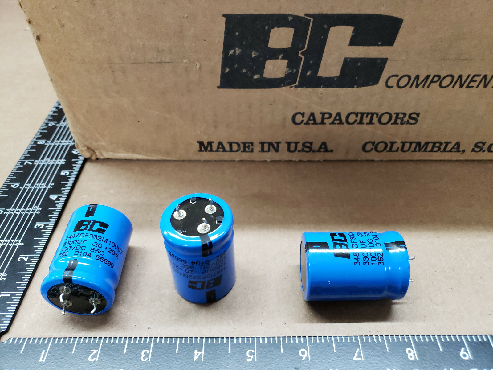 (3 pcs) 3487DF332M100UFA2 BCC, 3300uF 100V 85*c, Snap-In (Solder-Lug ...