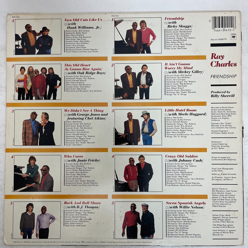 Ray Charles ‎– Friendship Vinyl, LP 1984 Columbia ‎– FC 39415 | eBay