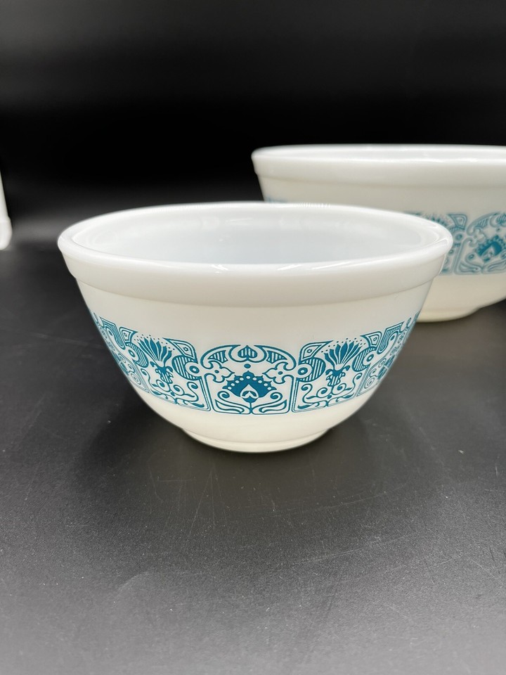 Set of 3 Vintage PYREX Mixing Bowls Horizontal Blue | eBay