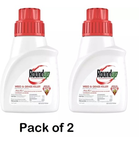 PACK OF 2 Roundup Concentrate Plus Weed and Grass Killer, 16 oz. ea 32 ...