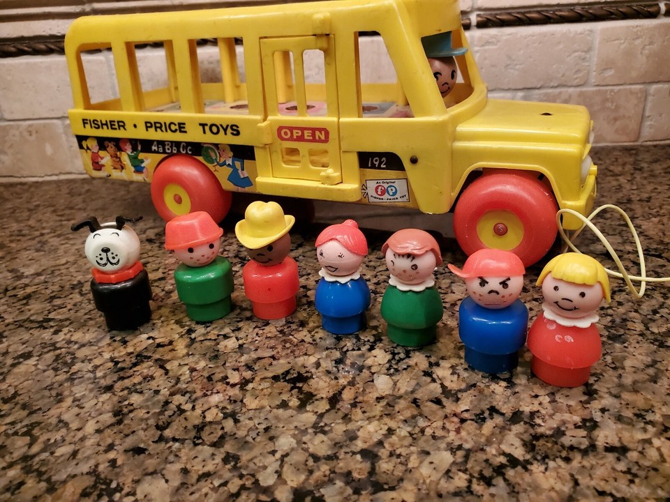 Fisher Price School Bus #192 Little People Vintage Toy Complete Works ...