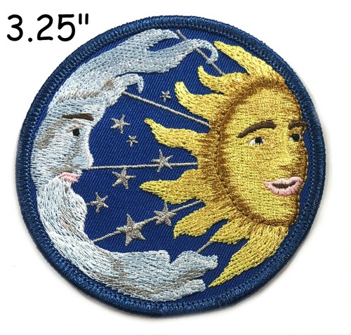 Sun Moon Face Patch Iron on Psychedelic Hippie Stars Celestial Applique ...