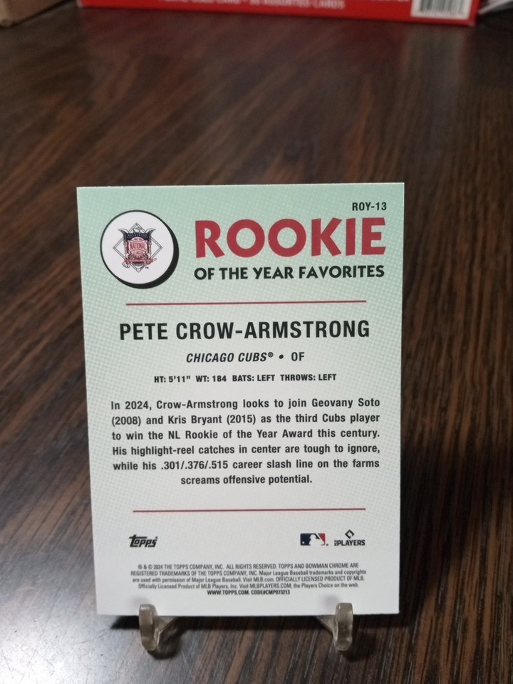 2024 Bowman Chrome Rookie of the Year Favorite #ROY-13 Pete Crow ...