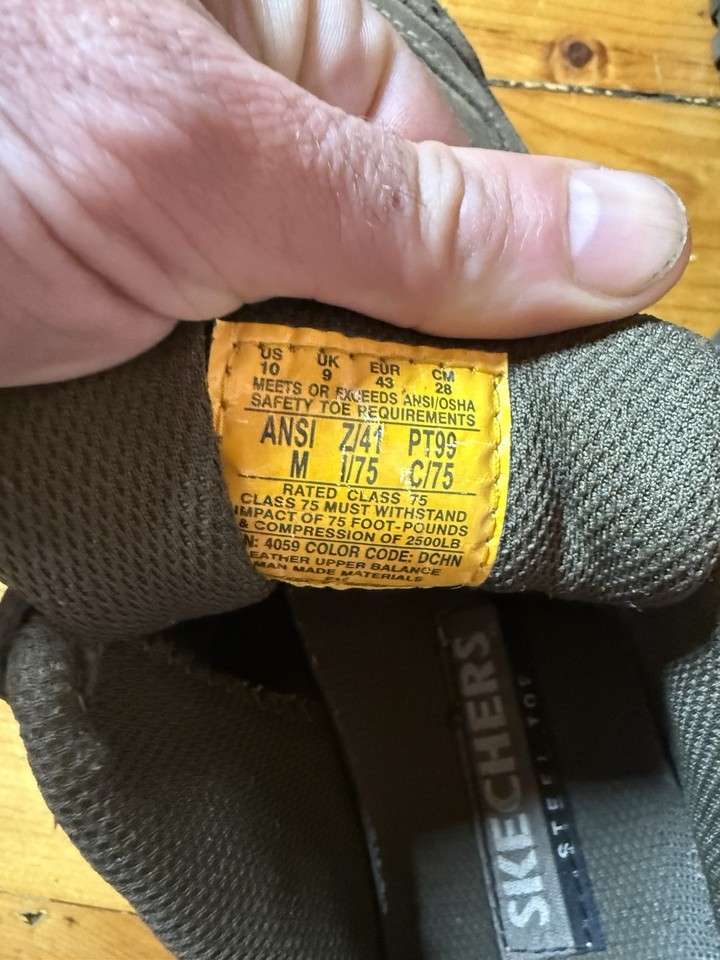 Sketchers Steel Toe Shoes Men’s Size 10 SN: 4059 Color Code: DCHN | eBay