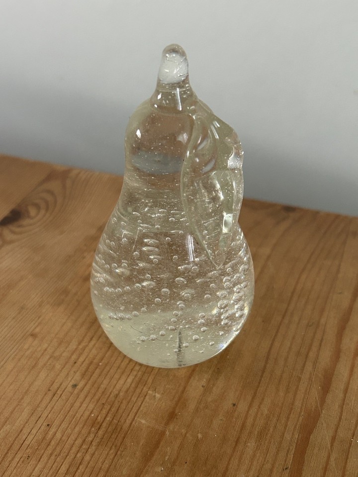 Paperweight Pear Clear Controlled Bubbles Vintage Art Glass | eBay UK