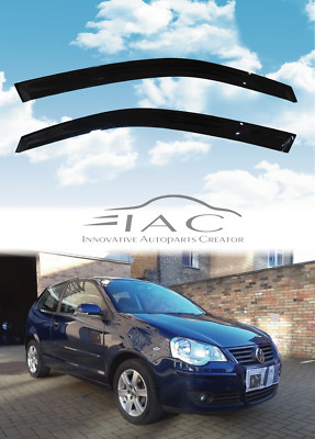 For Volkswagen Polo Mk4 2005-2009 3D Window Visor Vent Sun Shade Rain ...