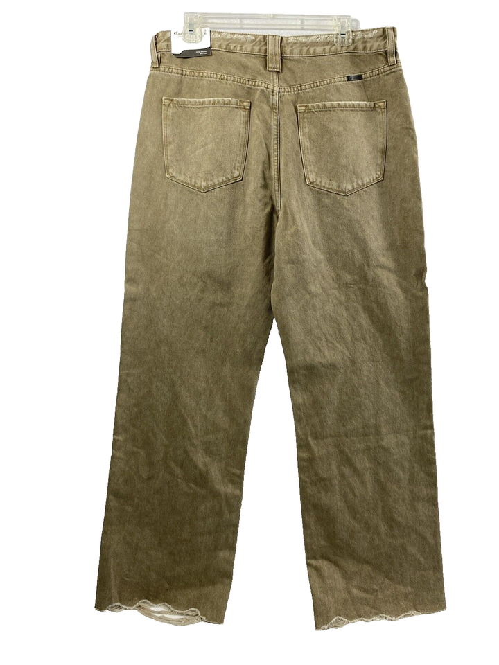 Kancan Jeans Womens Size 13 Tan Denim Distress Raw Hem Flare Ultra High ...