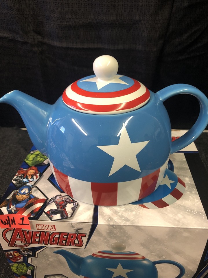 MARVEL AVENGERS CAPTAIN AMERICA CERAMIC TEAPOT 32OZ. NIB | eBay