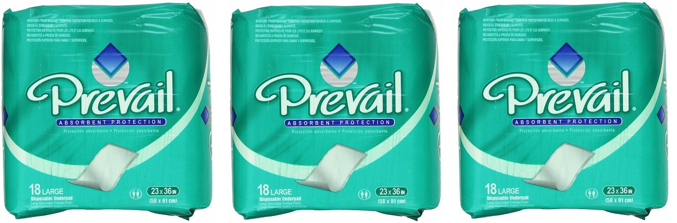 3 Pack Prevail Fluff Underpad, Large, 18 Underpads Each | eBay