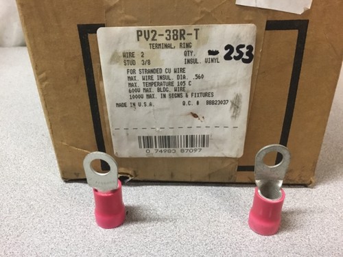 NEW BOX OF 253 Panduit PV2-38R-T 3/8” Ring Terminals | eBay