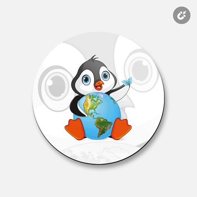 Funny Penguin And Earth Animal | 4'' X 4'' Round Decorative Magnet | eBay