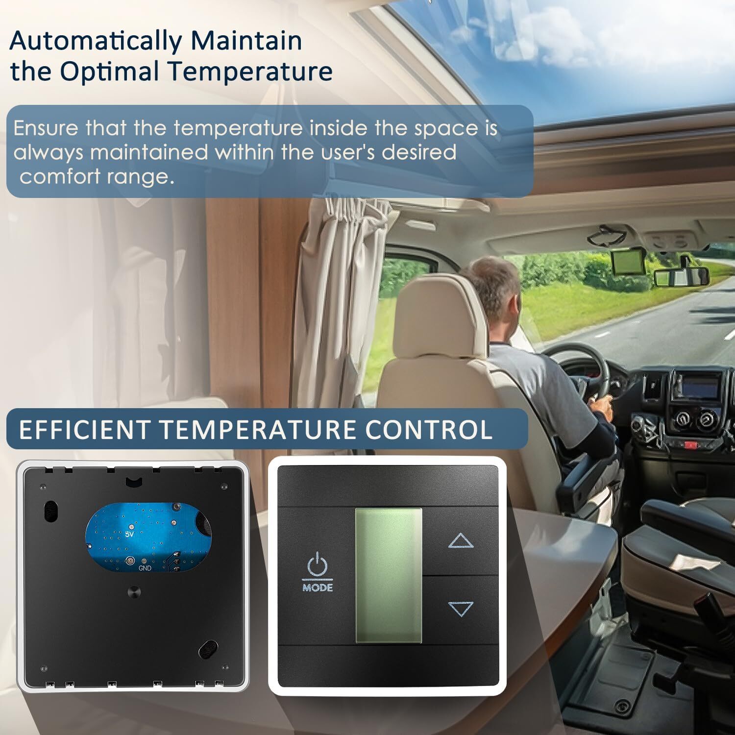 3316250.712 Digital LED Single Zone AC Thermostat For Dometic RV ...