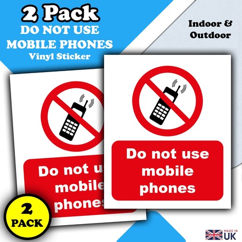 2-Pack Do Not Use Mobile Phones Sticker Signs 110x90mm, Waterproof, UV ...