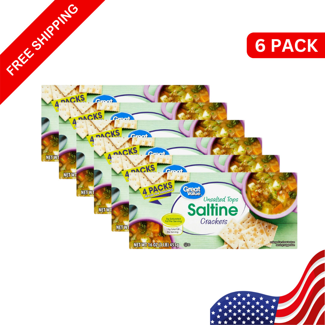 Great Value Unsalted Tops Saltine Crackers, 16 oz, 4 Count (6 PACK ...