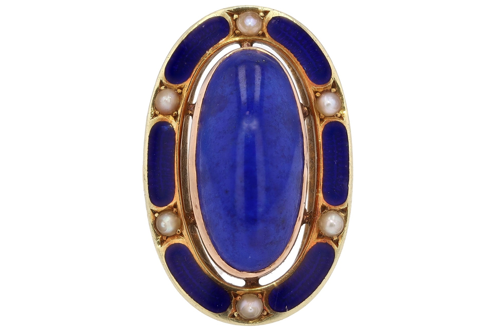 Antique Art Nouveau Lapis Lazuli & Enamel 14k Gold Co… - Gem