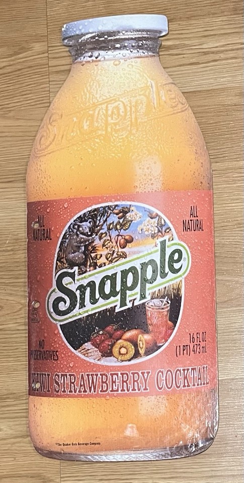 24" 90's Vintage SNAPPLE Bottle Advertisement Store Display Sign Double ...