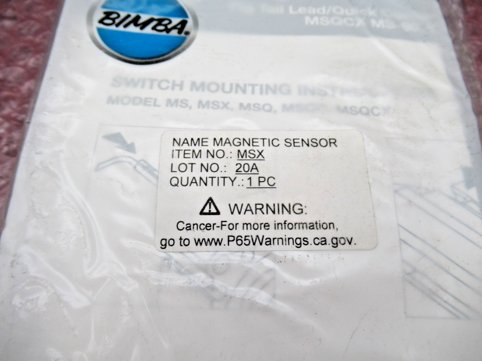 Bimba MSX Magnetic Sensor MINI 4 MM ROUND, 3 WIRE, LED, 30V DC, 100MA ...