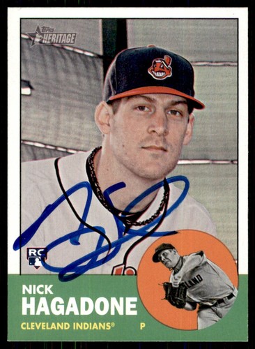 2012 Topps Heritage Nick Hagadone Signed IP AUTO Cleveland Indians #152 ...