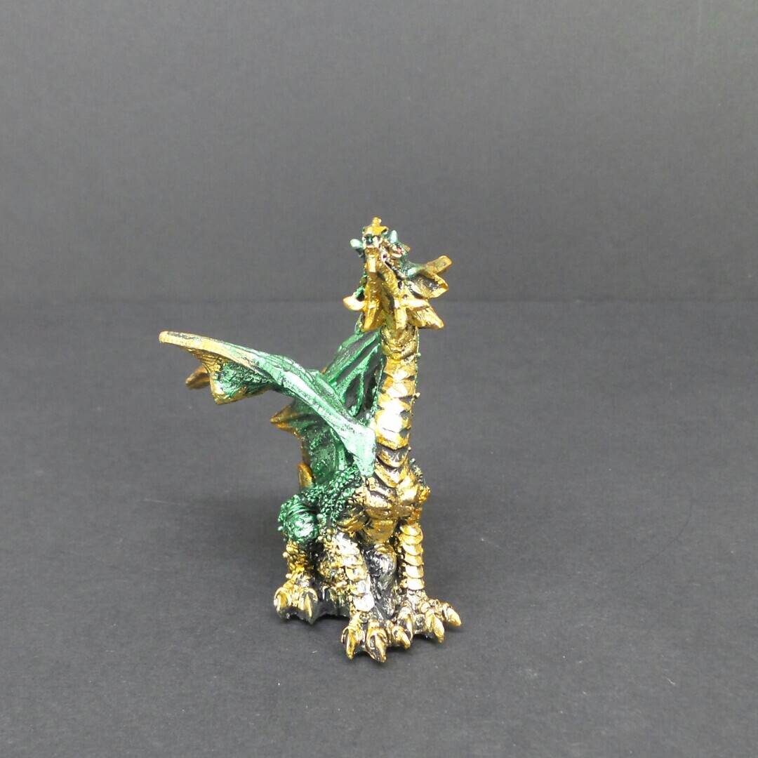 Dragon Statue in Green and Gold 3" Mythical Fantasy Small Dragon ...