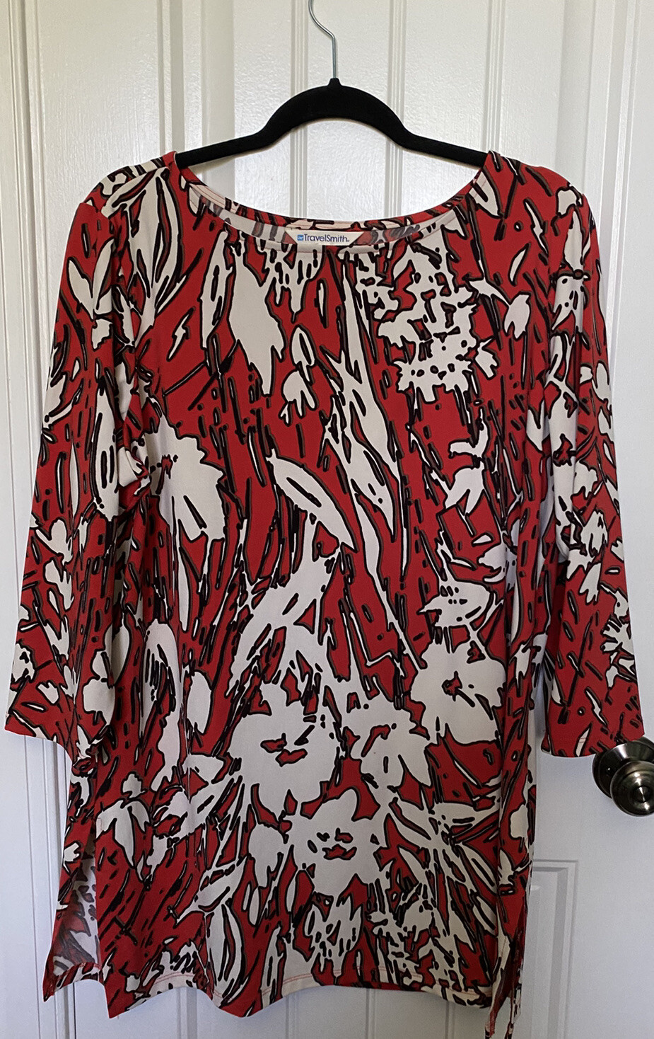 TRAVELSMITH Large TOP, Colorful Tunic, 3/4 Sleeves, Dramatic, BOHO ...