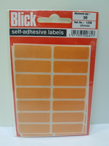 Blick Self Adhesive 98 Orange Rectangle Labels/ Stickers 12 x 38mm ...