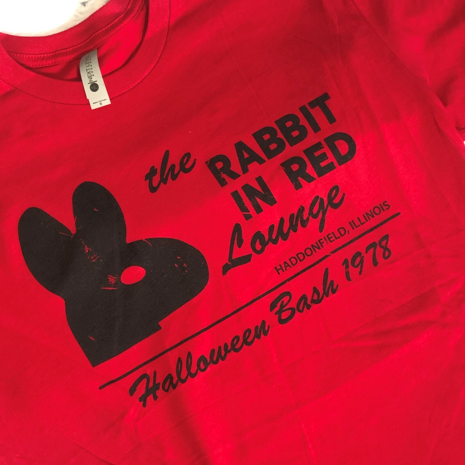 the RABBIT IN RED Lounge Halloween Bash T Shirt Haddonfield Michael ...