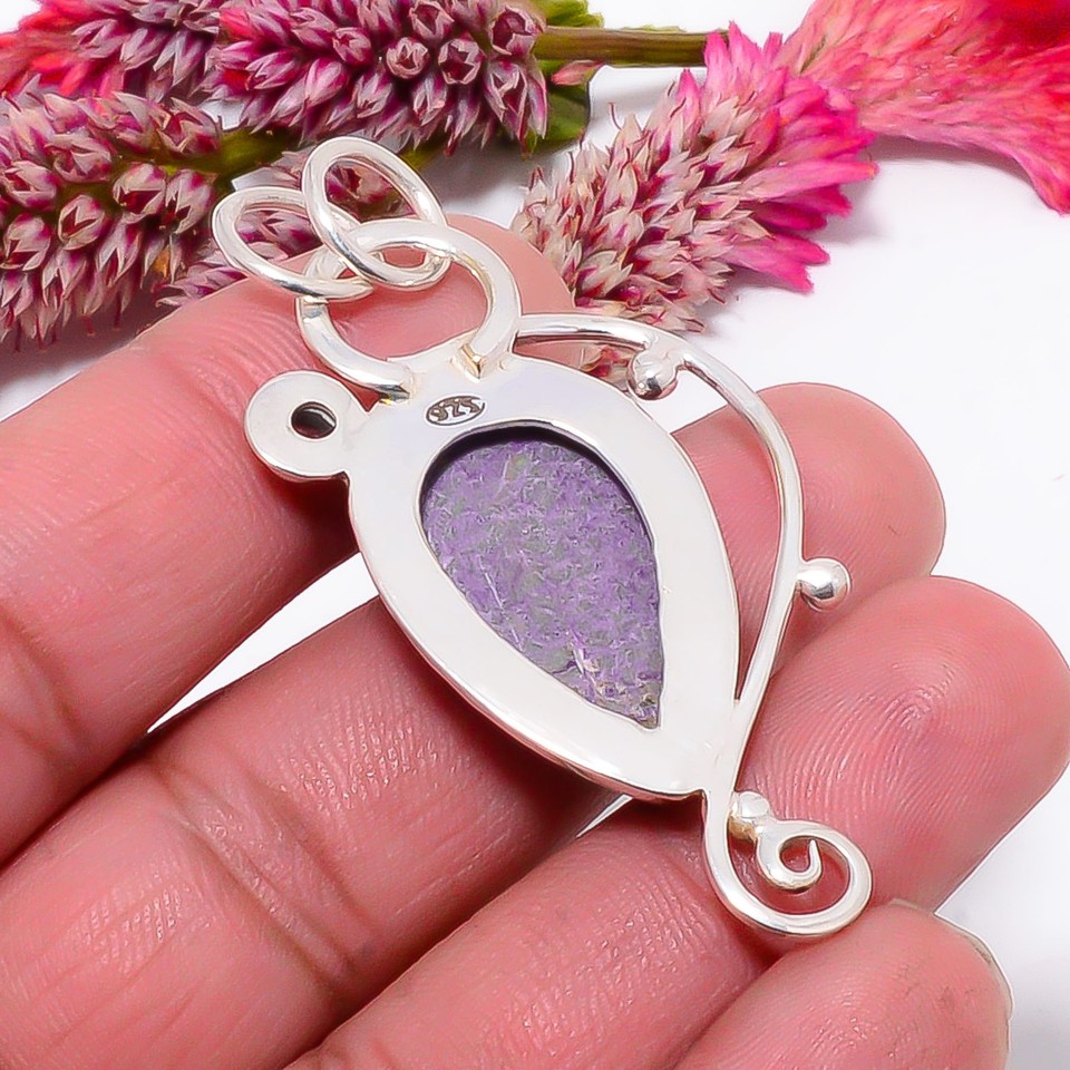 Variscite In Purpurite, Purple Amethyst 925 Sterling Silver Pendant 2. ...