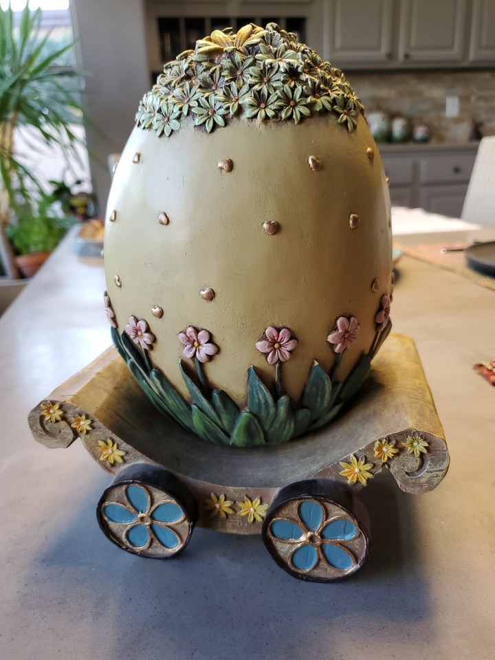 Whimsical Easter Rabbit Carriage Chicks Flowers, Bunny, Hand Painted | eBay