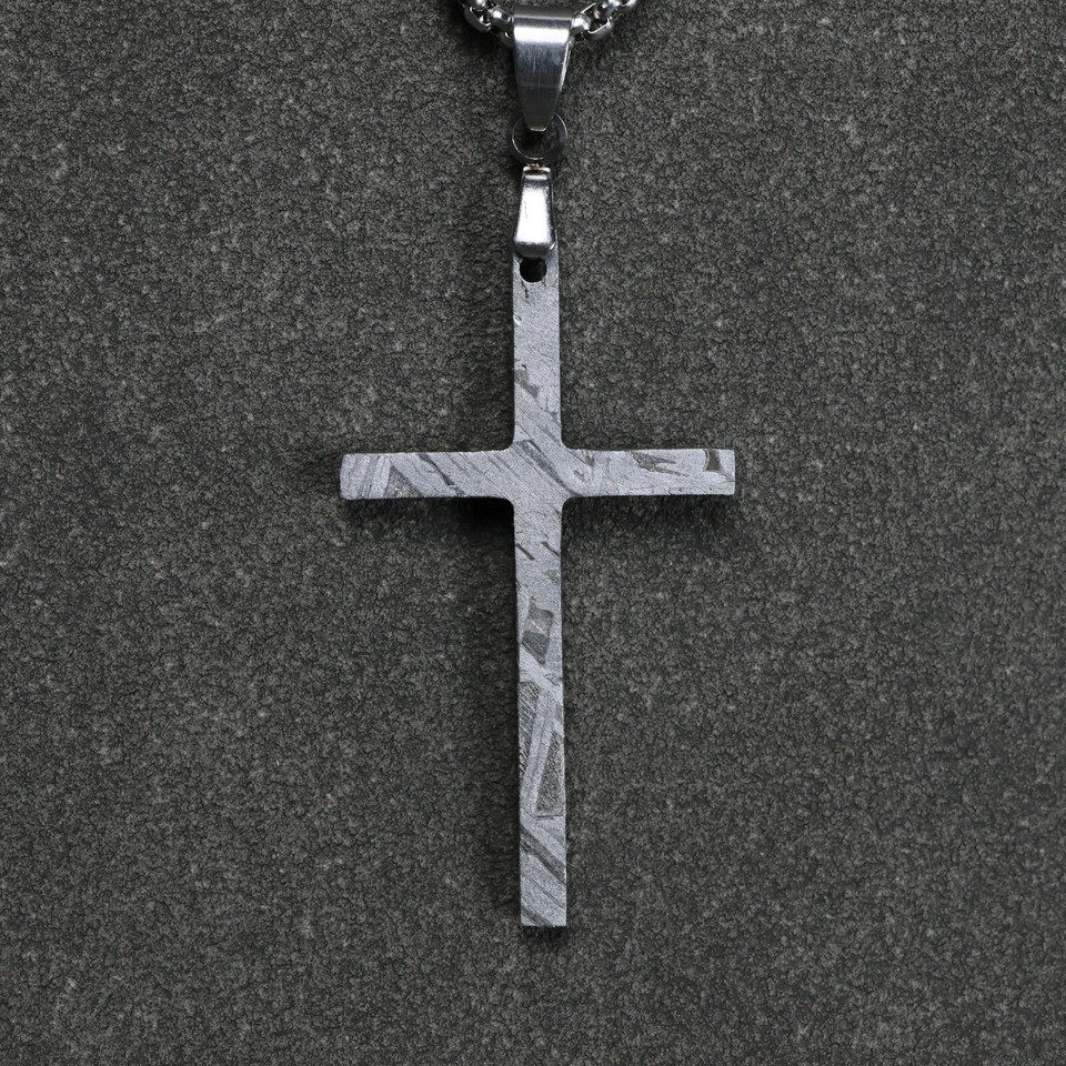 Natural Muonionalusta meteorite carved cross pendant necklace | eBay