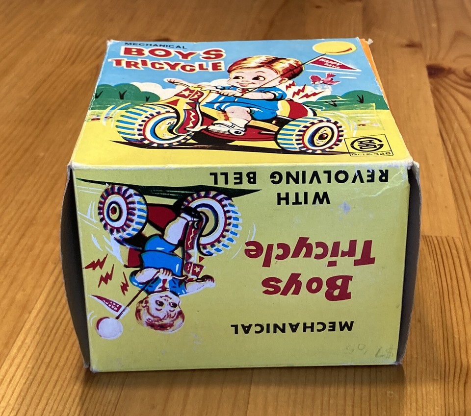 EMPTY BOX ONLY! Vtg 50s Mechanical BOYS TRICYLCE Happy Days Wind Up ...