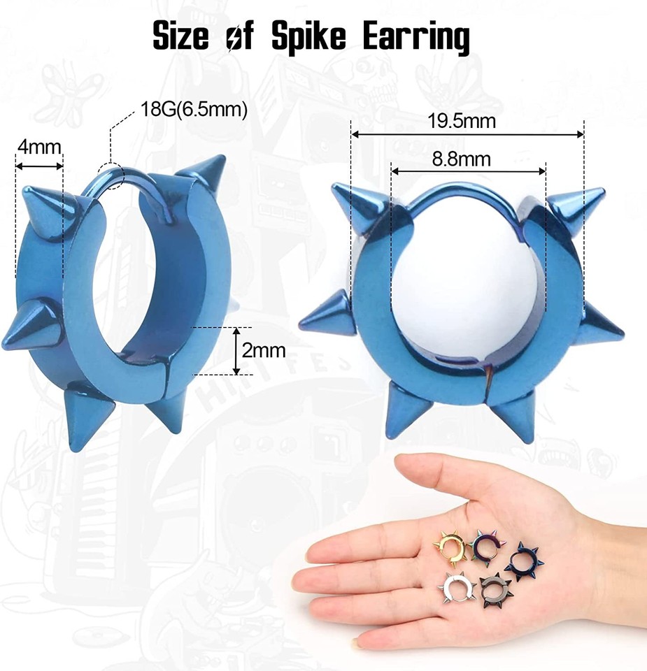 Stainless Steel Hoop Earrings Men Women Punk Dangle Spikes Piercing ...