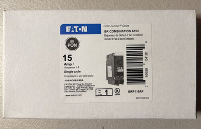 Eaton BRP115AF 15A ARC Fault Breaker Plug-On Neutral 120V Circuit ...